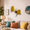 Devansh Metal Electric Wall Light in Gold Colour with Yellow Shade ...