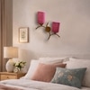 Devansh Metal Electric Wall Light in Gold Colour with Pink Shade Count ...