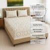 Cream Floral 400 TC Cotton Fitted Queen Bed Size Bedsheet With 2 ...