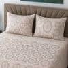 Cream Floral 400 TC Cotton Fitted Queen Bed Size Bedsheet With 2 ...