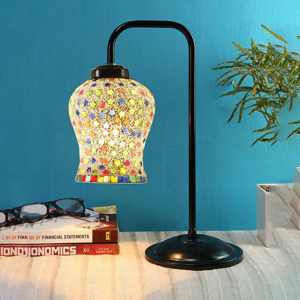 Alexa Multi color Mosaic Glass Iron Table Lamp