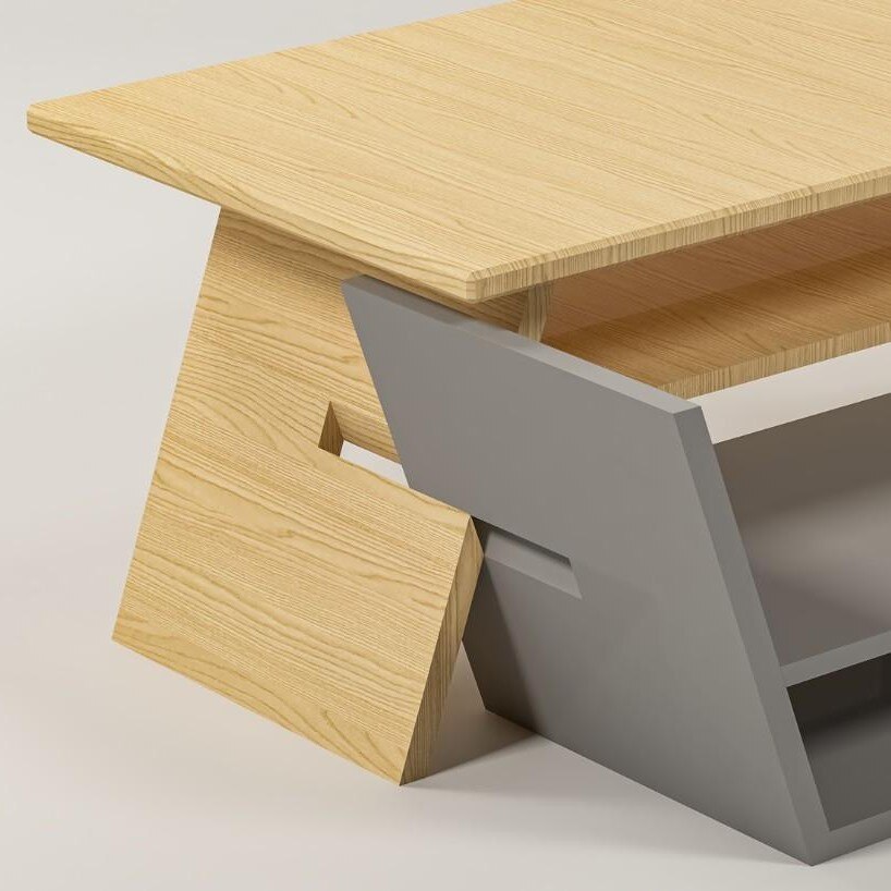 Interlock Engineered Wood Center Table in Beige Colour