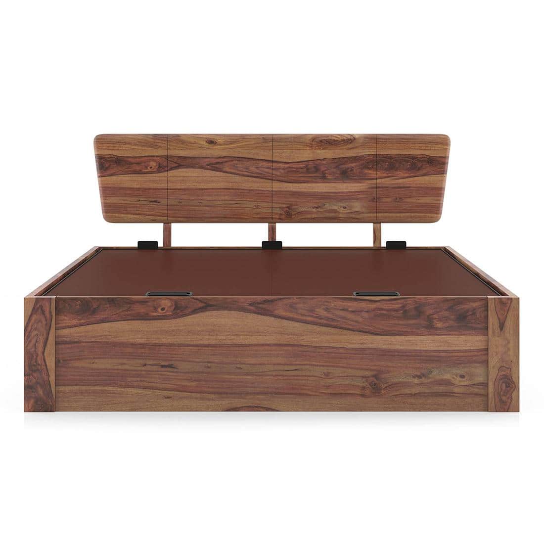 Marieta Solid Wood King Size Hydraulic Storage Bed in Teak Finish