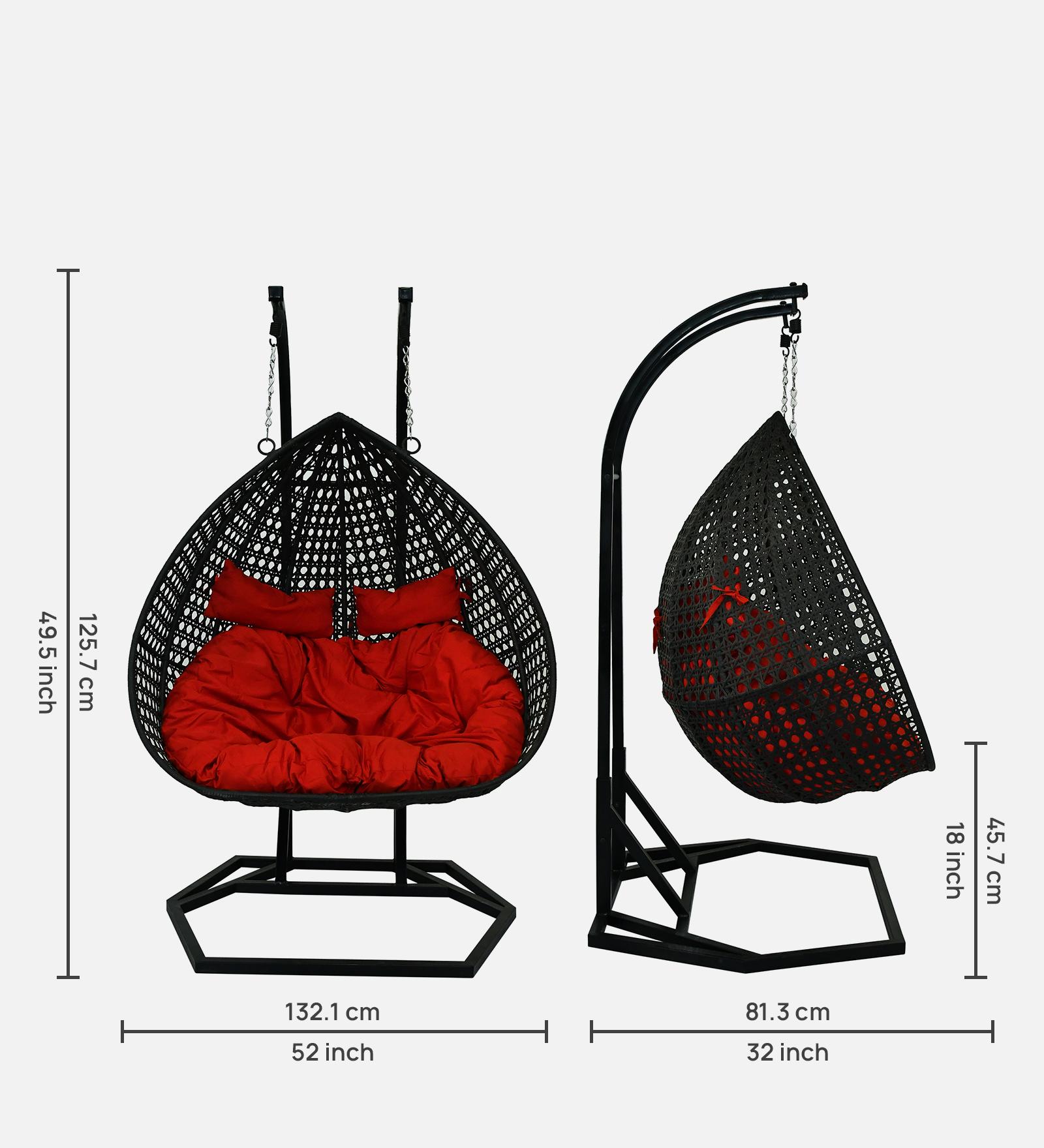 Zermatt Wicker Swing In Brown & White Color