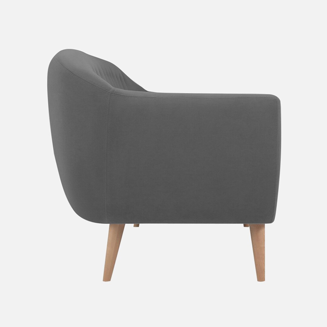 Colam Velvet 1 Seater Sofa in Dark Grey Colour