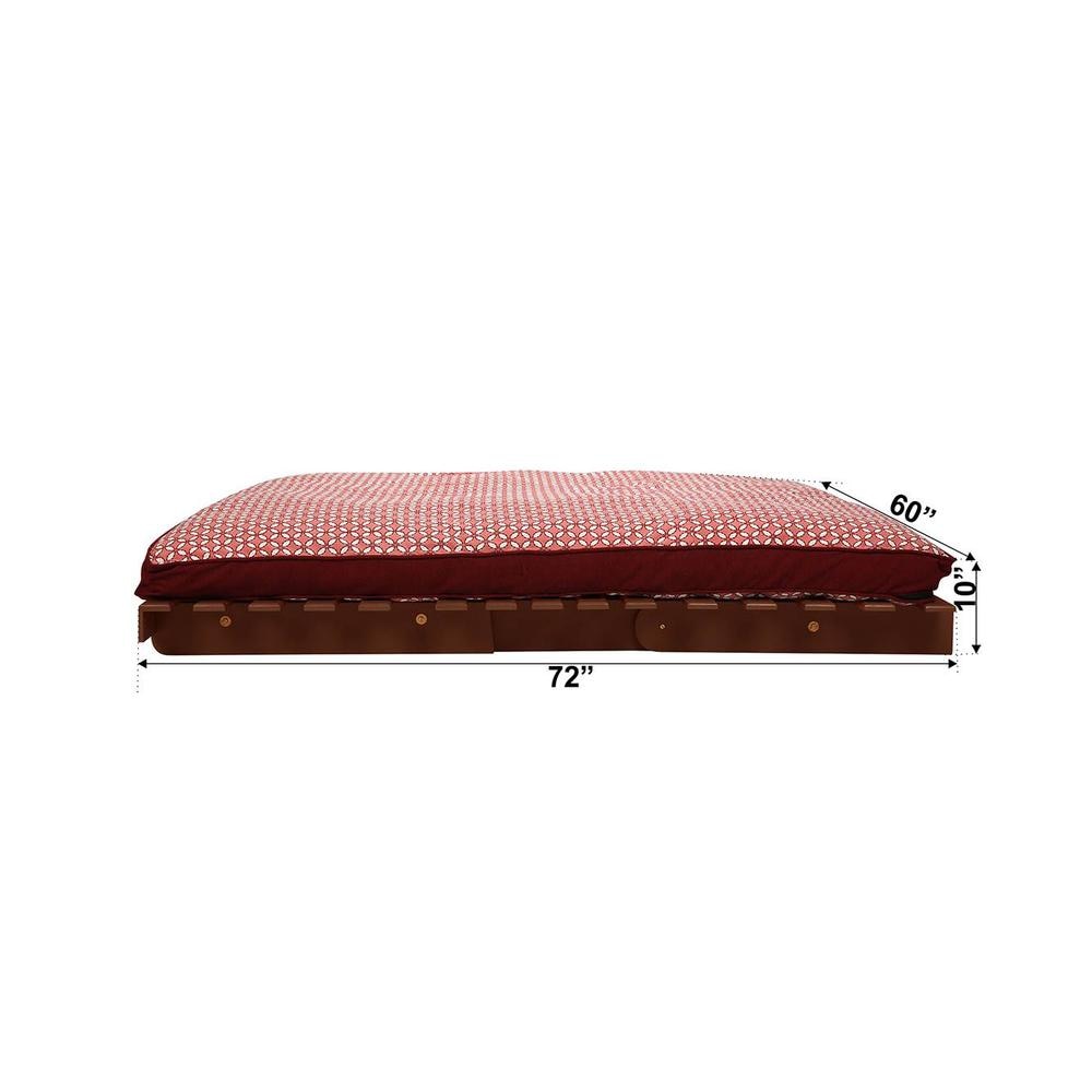 Ellis Futon - Red Four Leaf- Brown