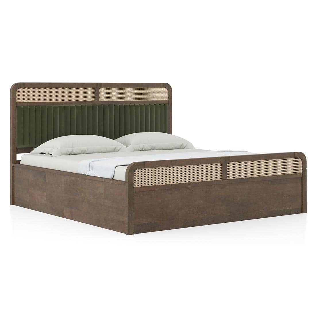 Hanoi Solid Wood and Cane King Size Hydraulic Storage Bed In Amber ...