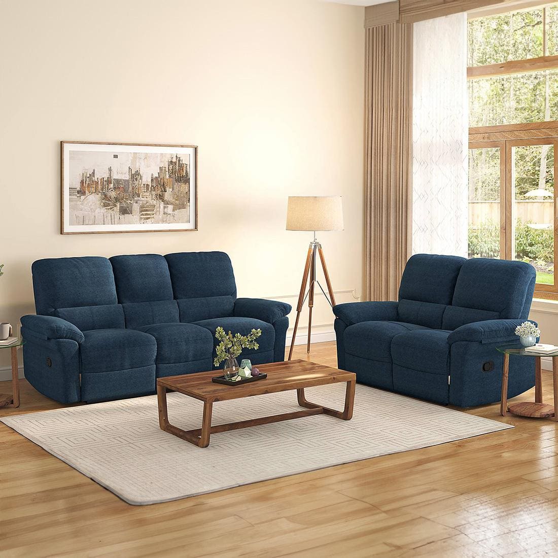 Bernice Three Seater Recliner in Capri Blue Colour