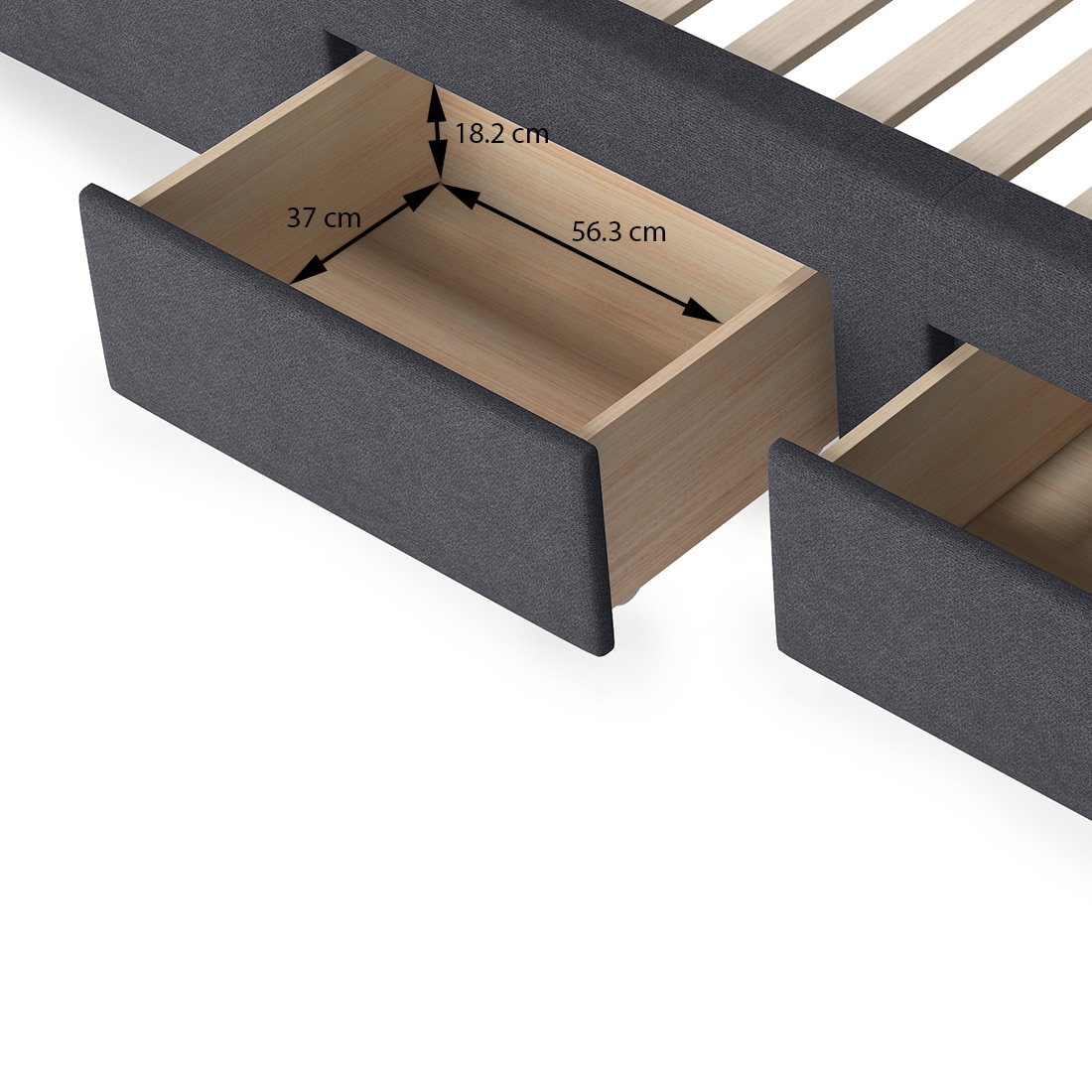 Faroe Engineered Wood Queen Size Drawer Storage Upholstered Bed in Grey ...