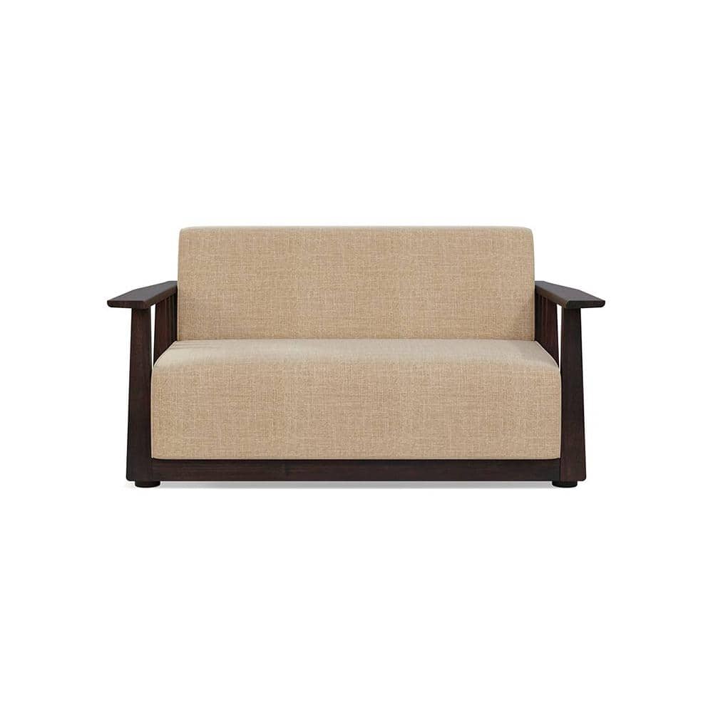 Serra Wooden Sofa - Mahogany Finish (Sandshell Beige)