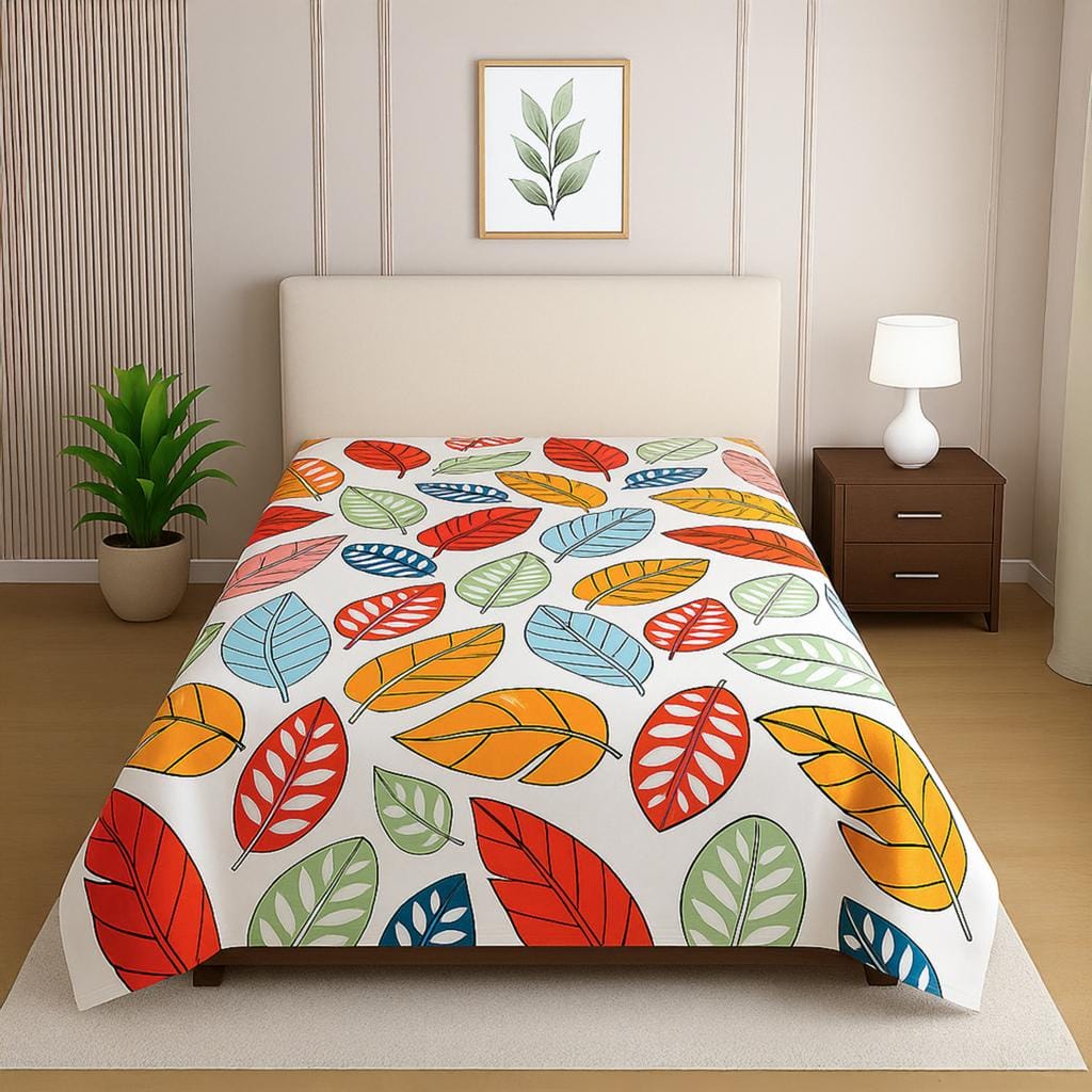 Multicolor Floral 210 TC Mix Cotton Flat Single Bed Size Bedsheet From ...