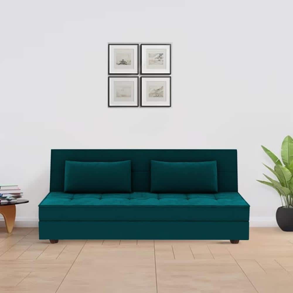 Merson 3 Seater Sofa Cum Bed In Teal Blue Color