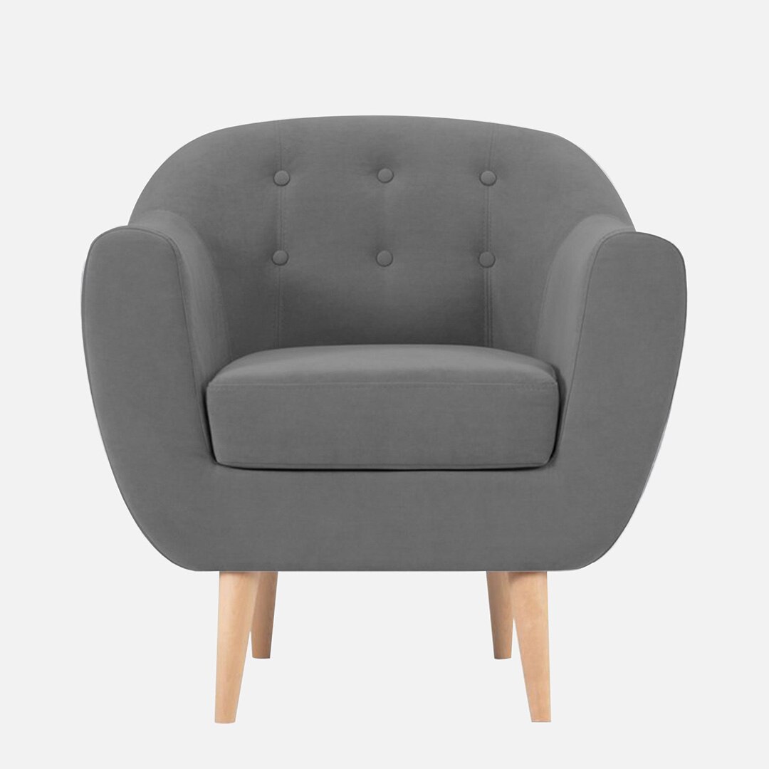 Colam Velvet 1 Seater Sofa in Dark Grey Colour