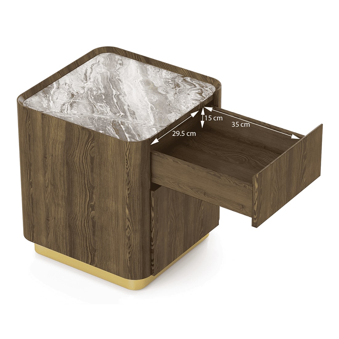 Dorian Engineered Wood Bedside Table With Ceramic Top In Walnut High ...