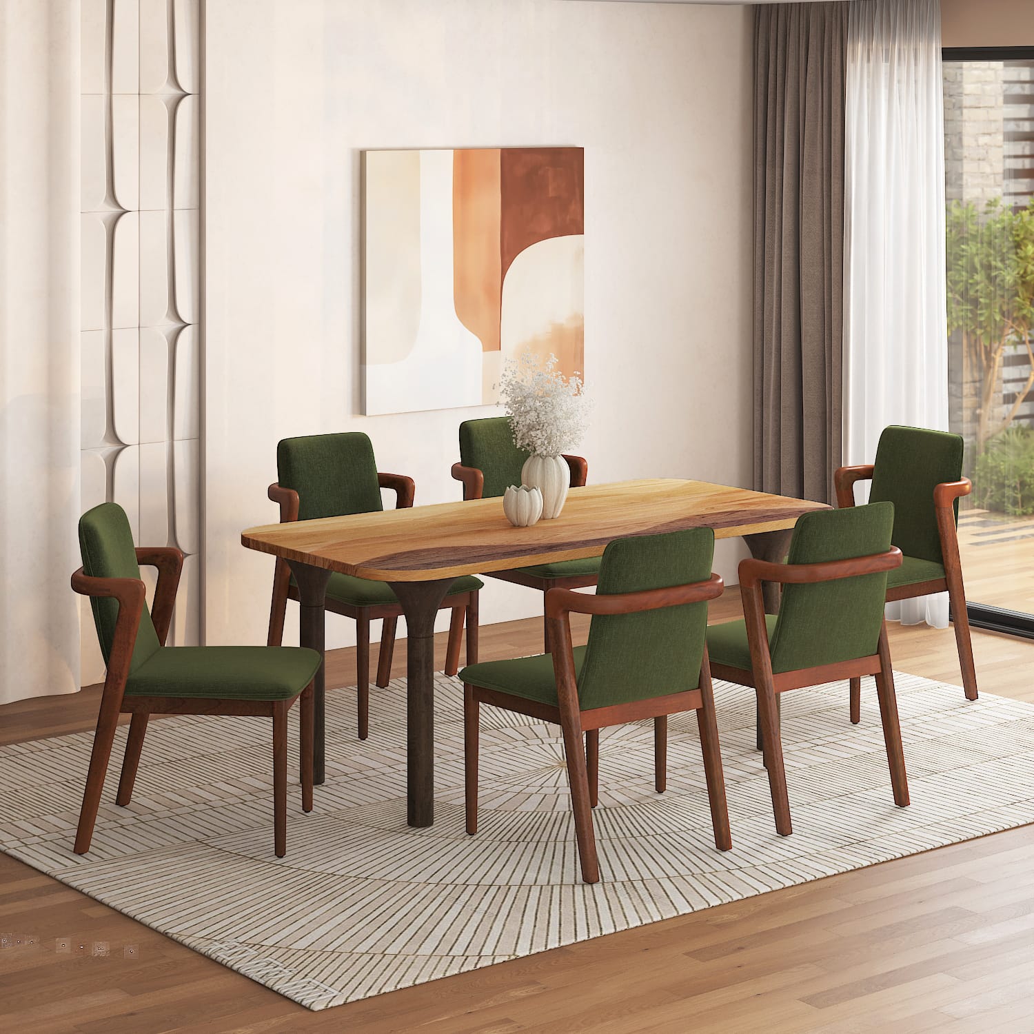 Dune Solid Oak Wood Dining Table With Harper Solid Wood Dining Chair