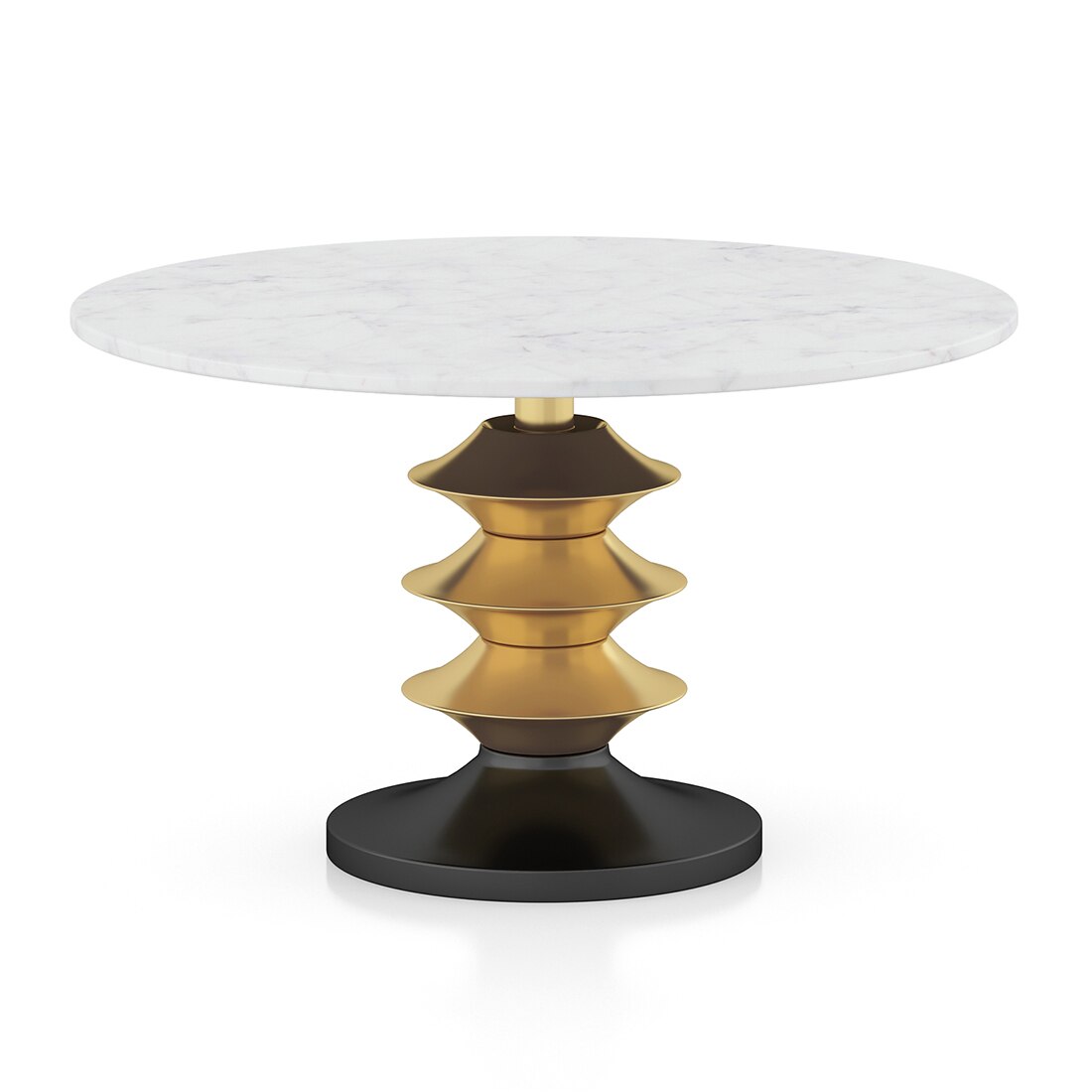 Mira Banswara Marble And Metal Coffee Table In Glossy Gold Finish