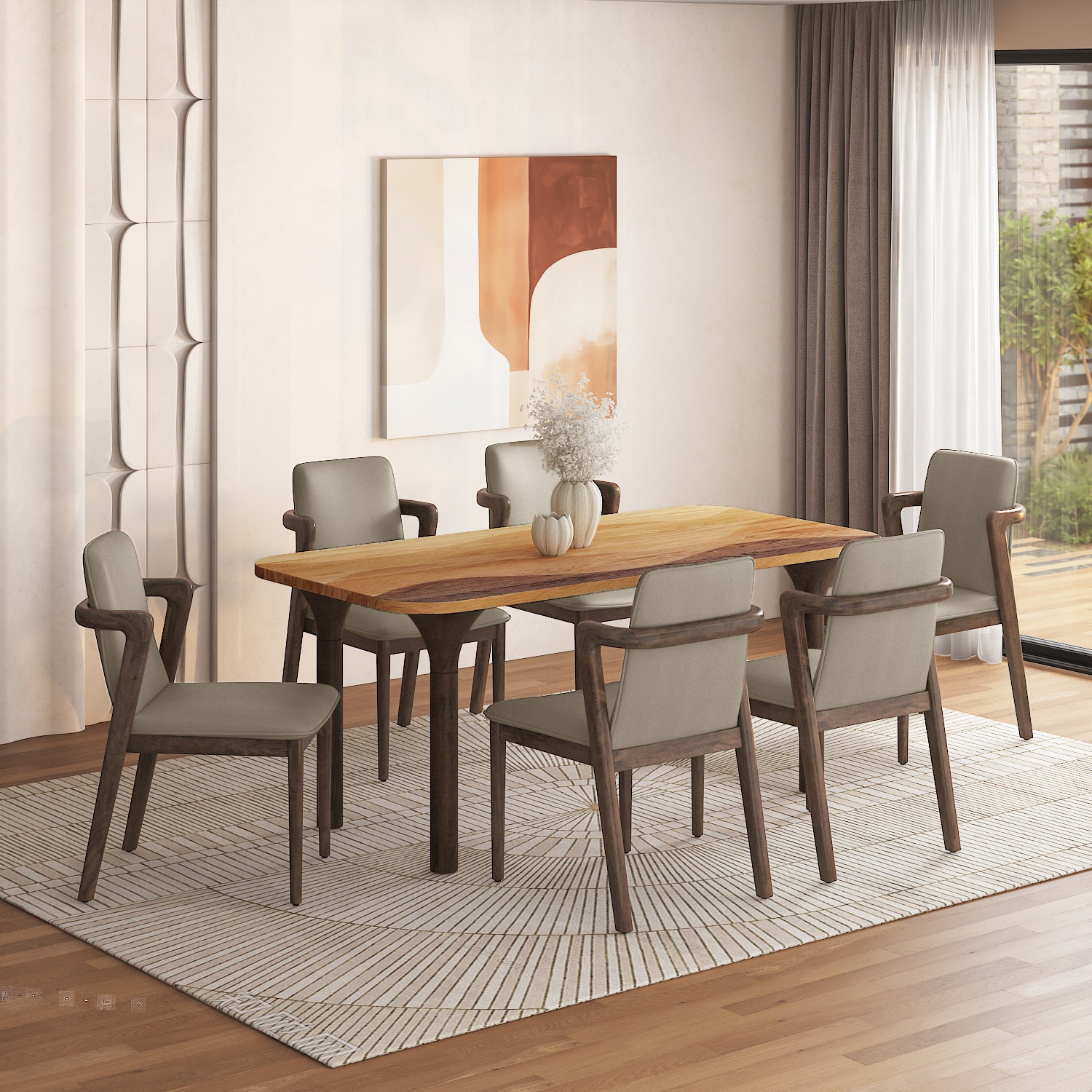 Dune Solid Oak Wood Dining Table With Harper Solid Wood Dining Chair