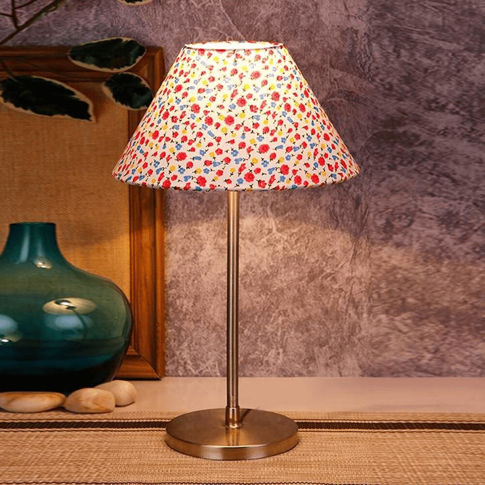 Dayton Multicolour Fabric Shade Table Lamp with Steel Steel Base