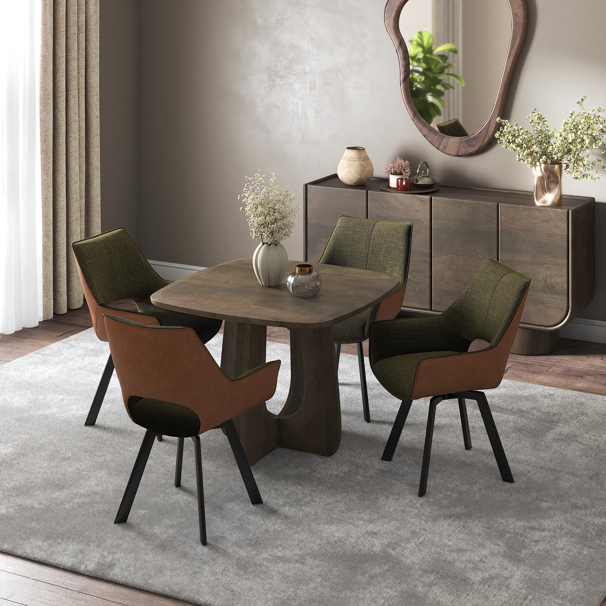 Aero Solid Wood 4 Seater Dining Table With Casey Dining Chair