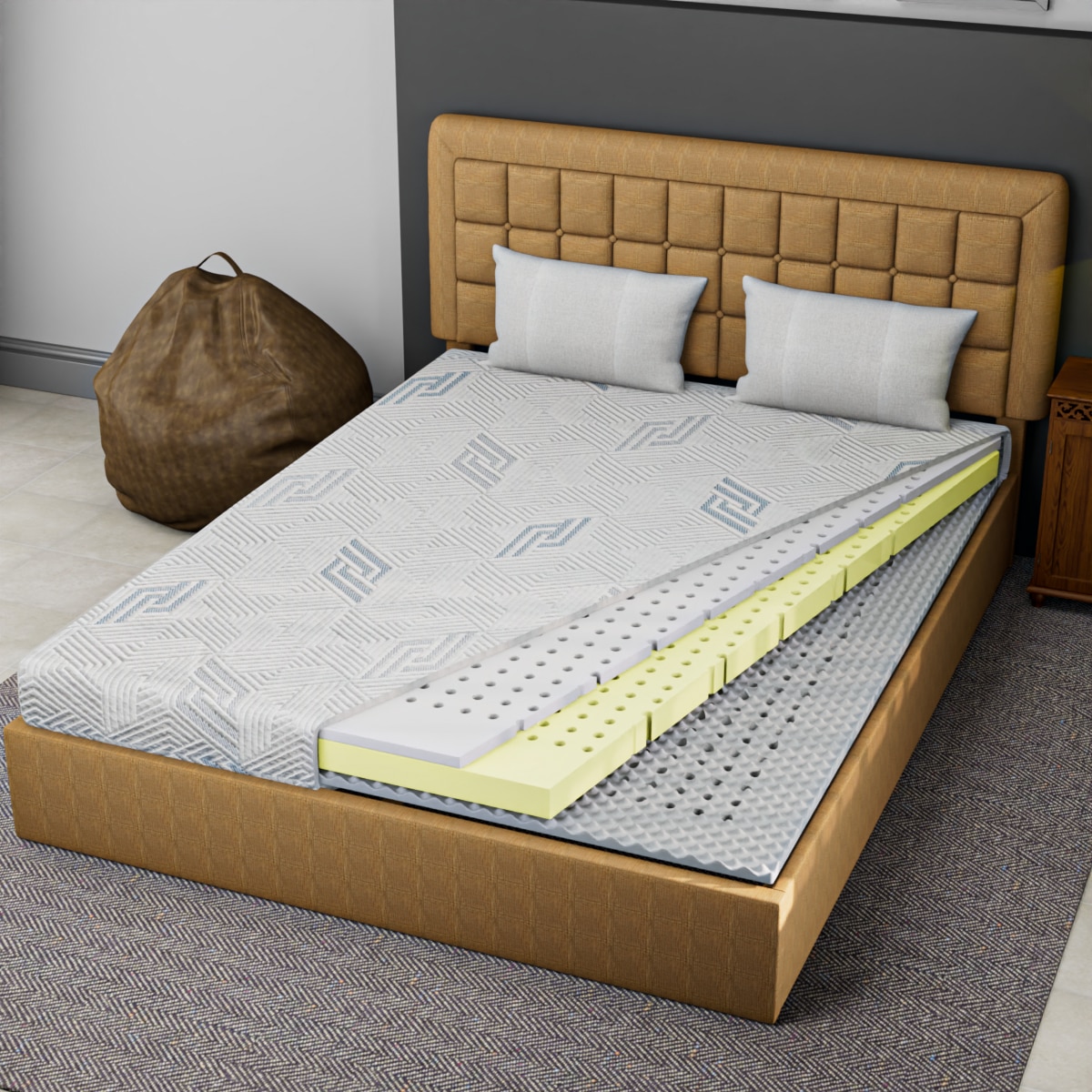 Drilled Air Cool Ortho Memory Double Mattress 75 X 42 6 Inches