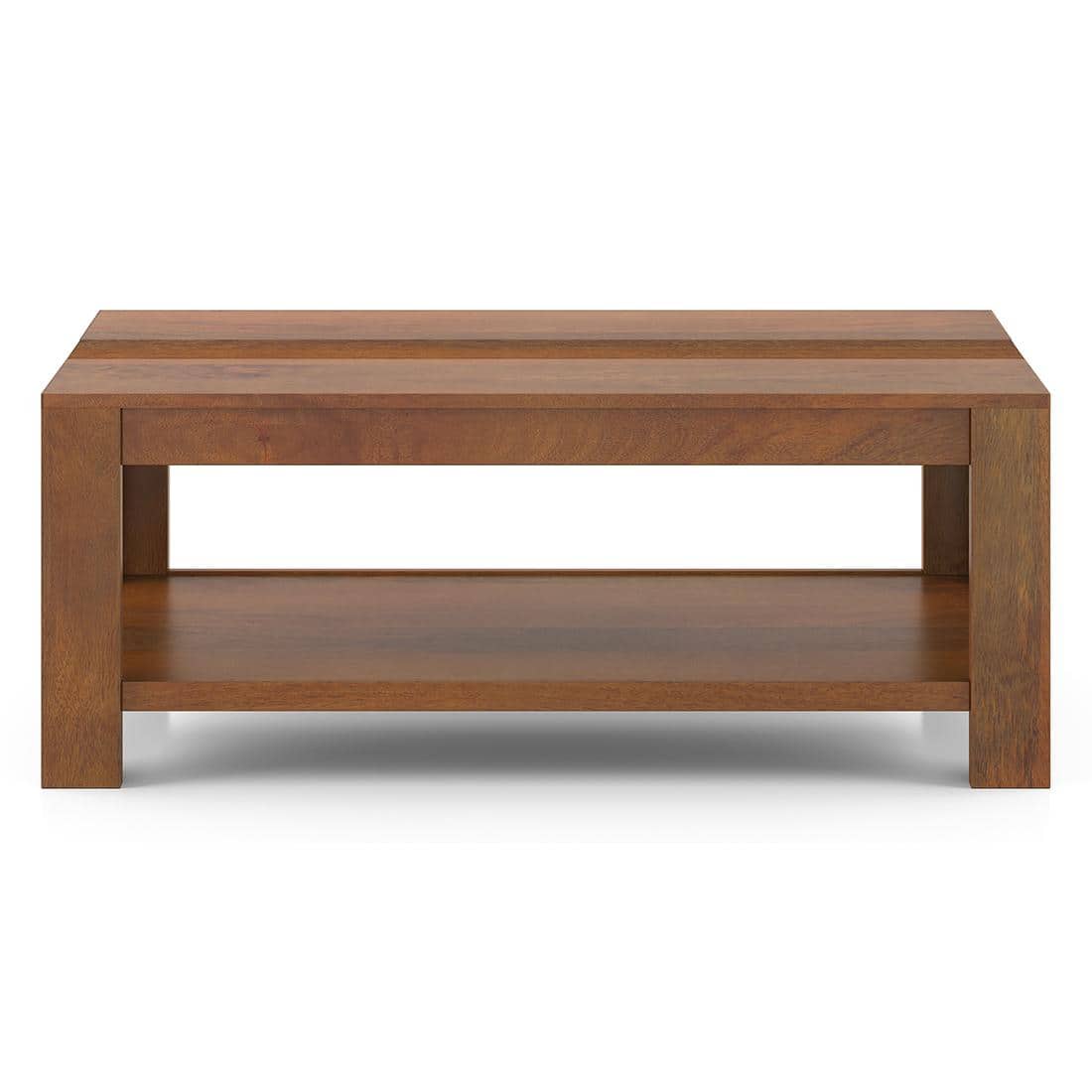 Striado Rectangular Solid Wood Coffee Table In Amber Walnut Finish