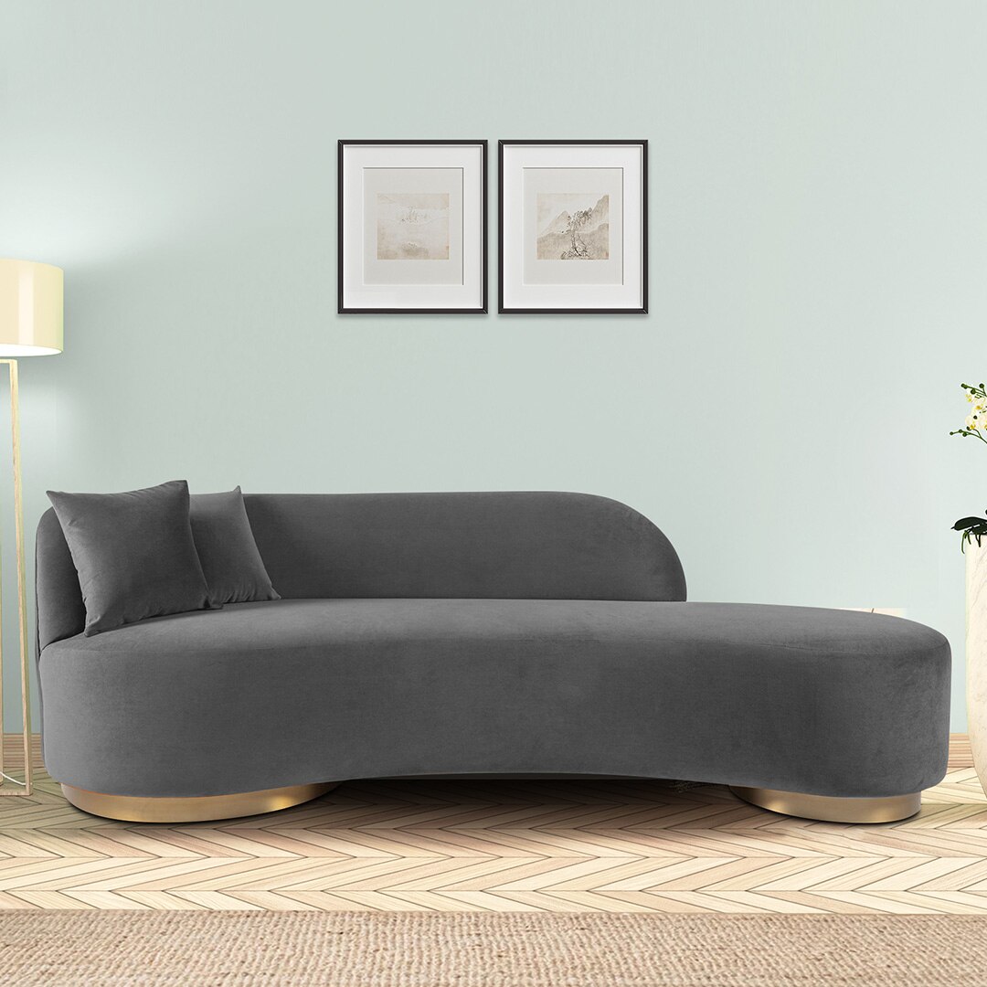 Maddox Velvet 3 Seater Sofa in Grey Colour