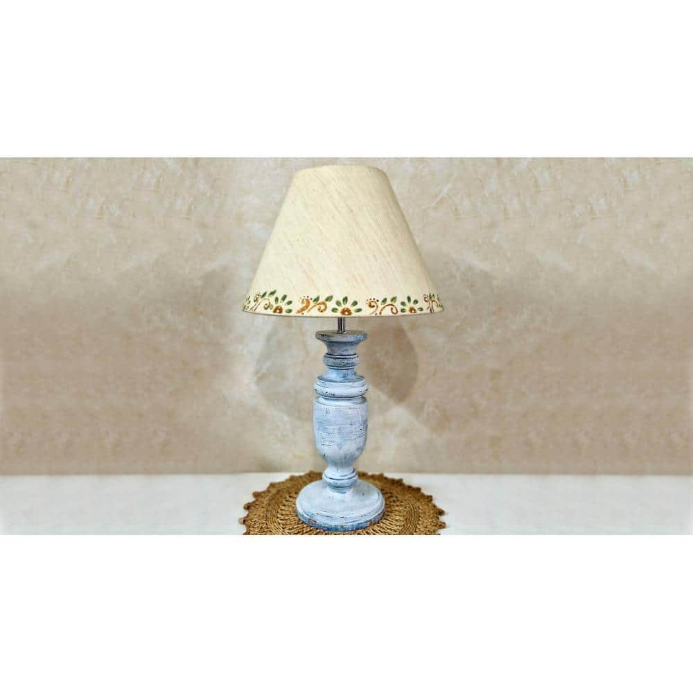 Pelli Blue White Handmade Distress wooden Table lamp in Trophy design ...