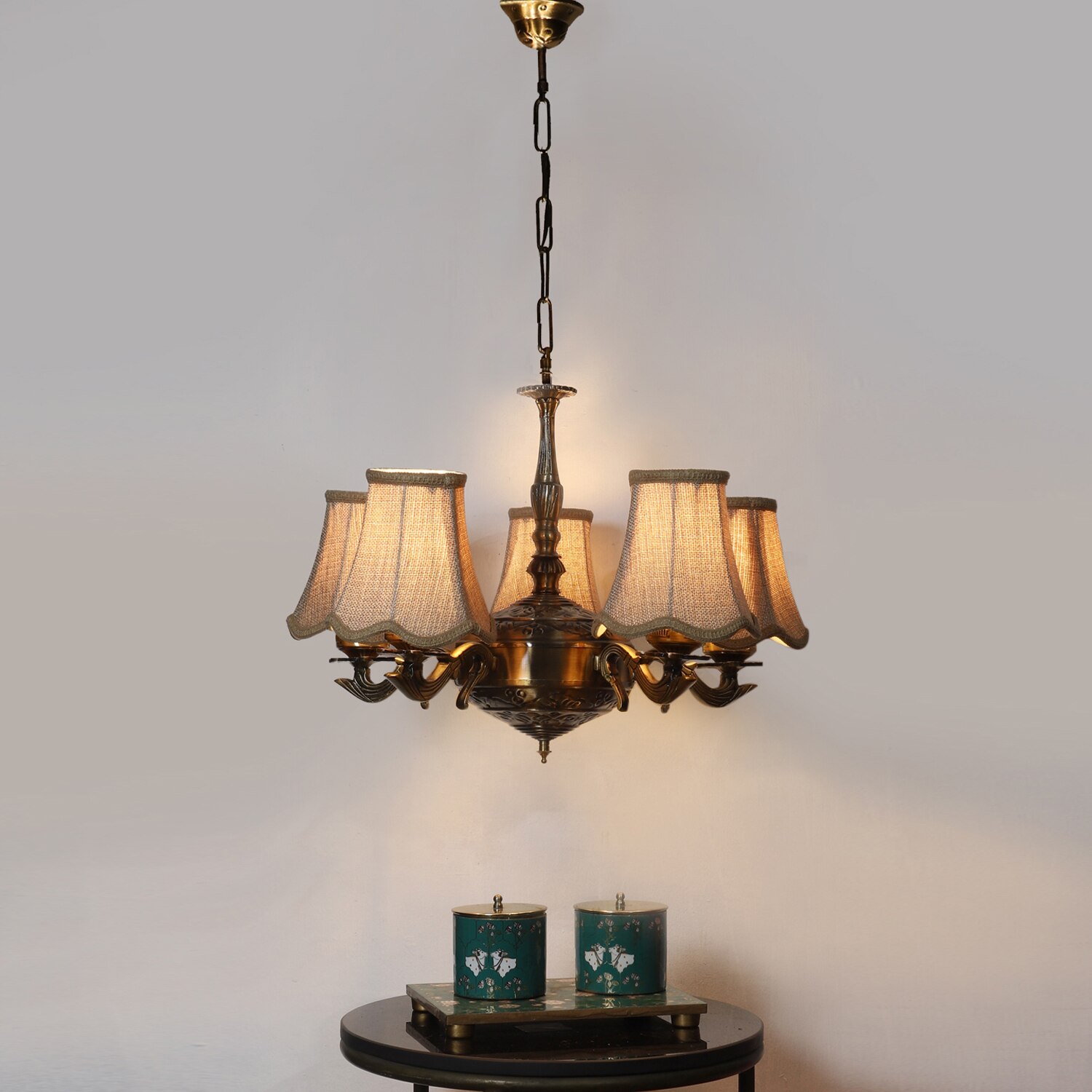 Devansh Gold Wall Mounted Lamp With Beige Jute Shade