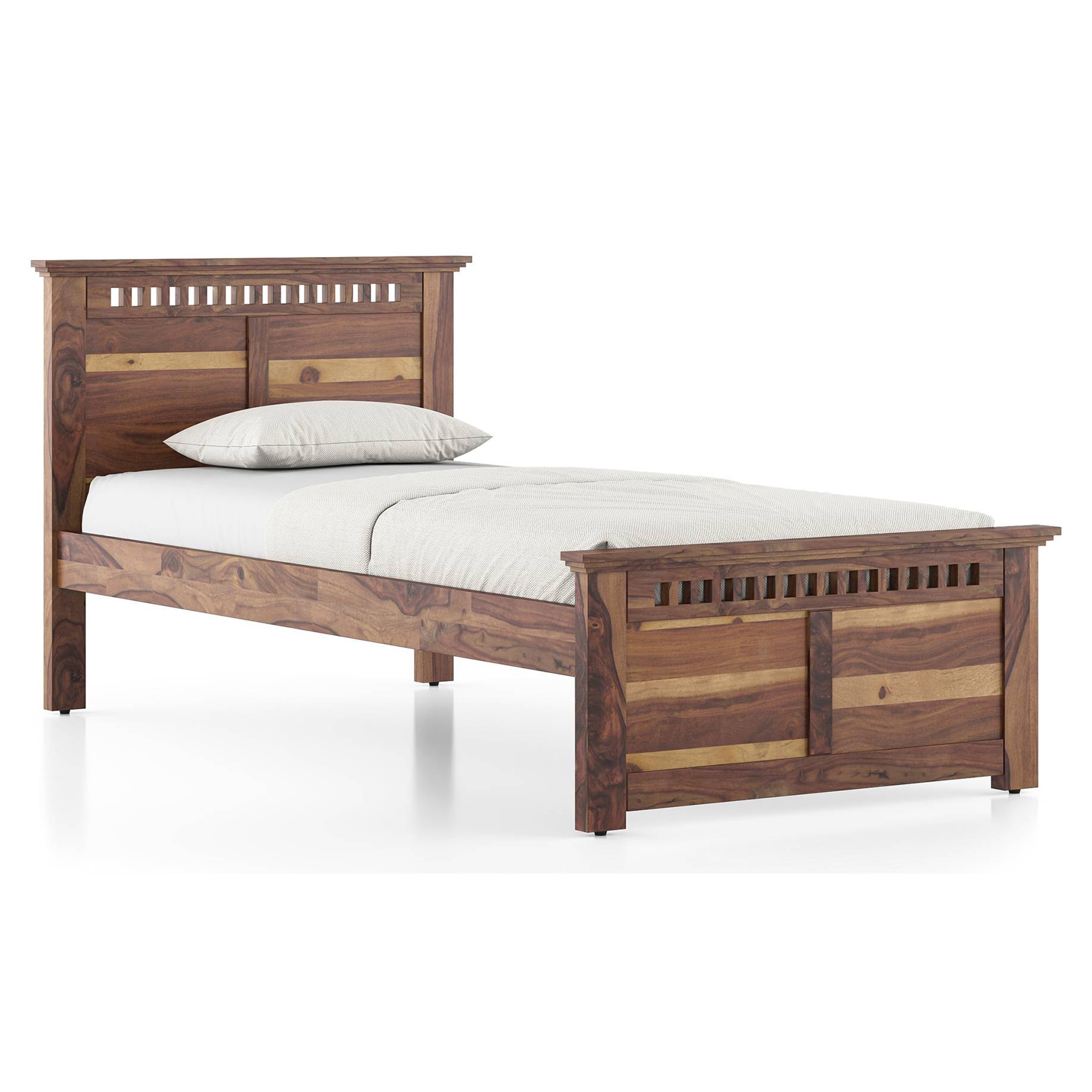 Fidora Single Bed in Teak Finish