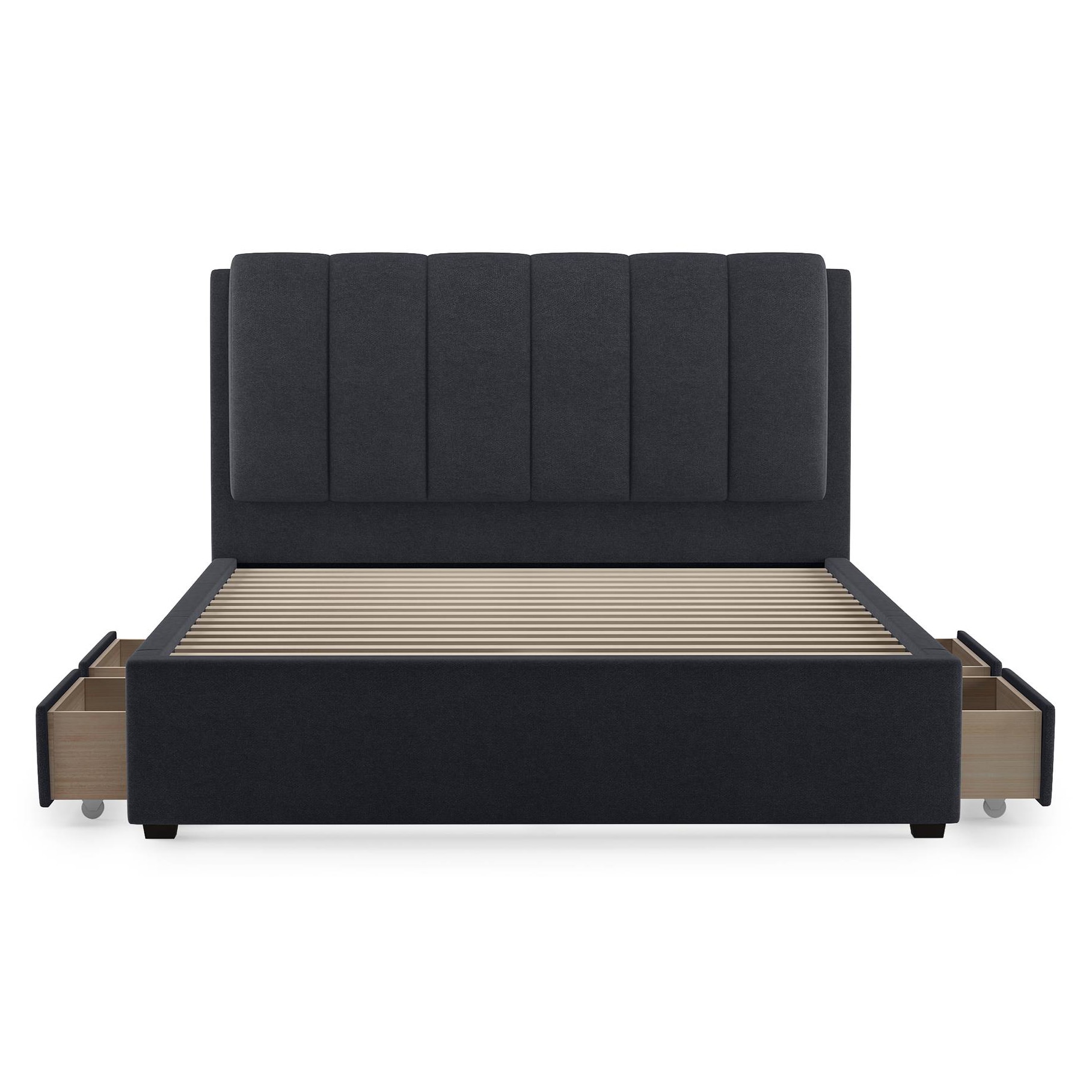 Faroe Engineered Wood Queen Size Drawer Storage Upholstered Bed in Grey ...