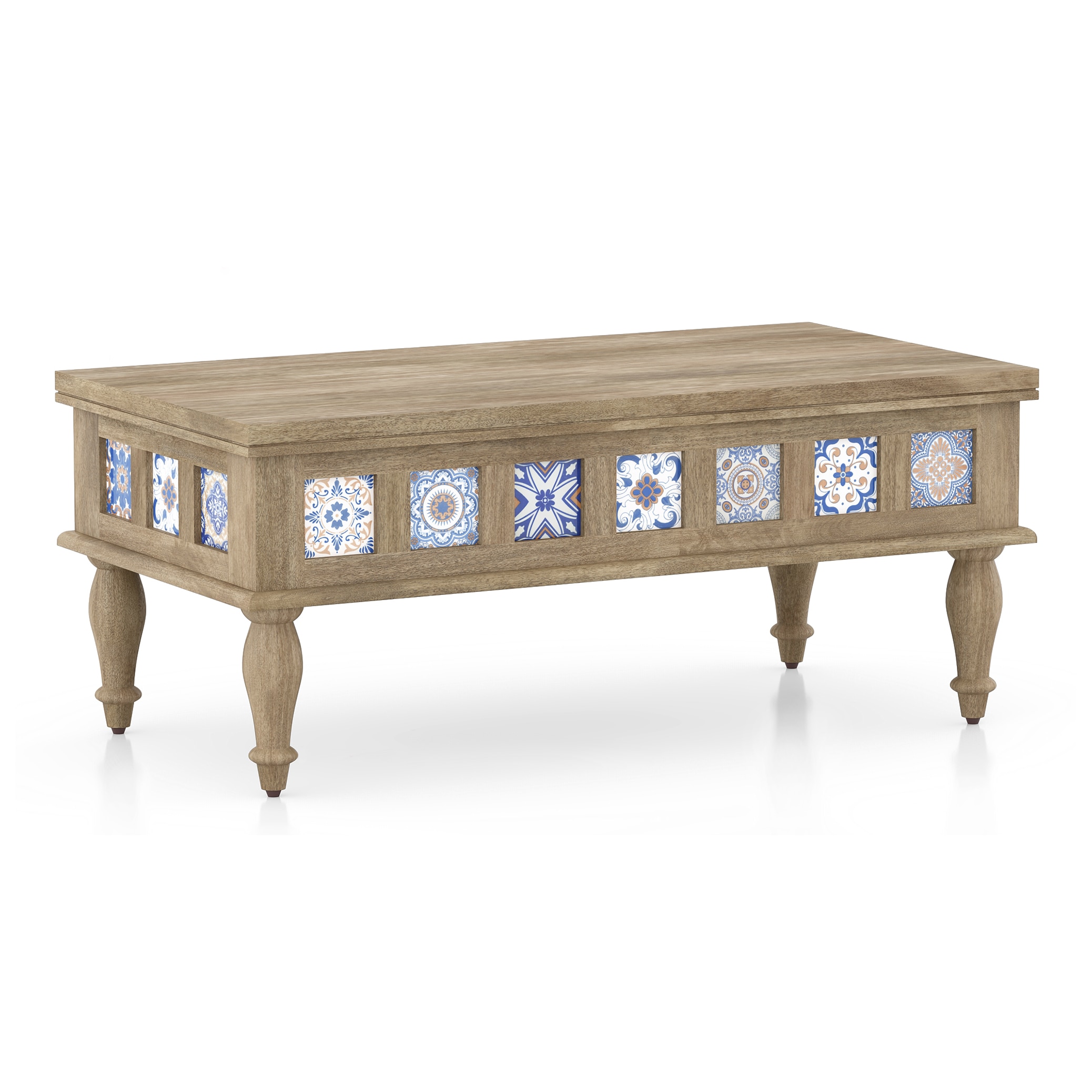 Azul Rectangular Solid Wood Coffee Table In Brushed Bali Oak Finish