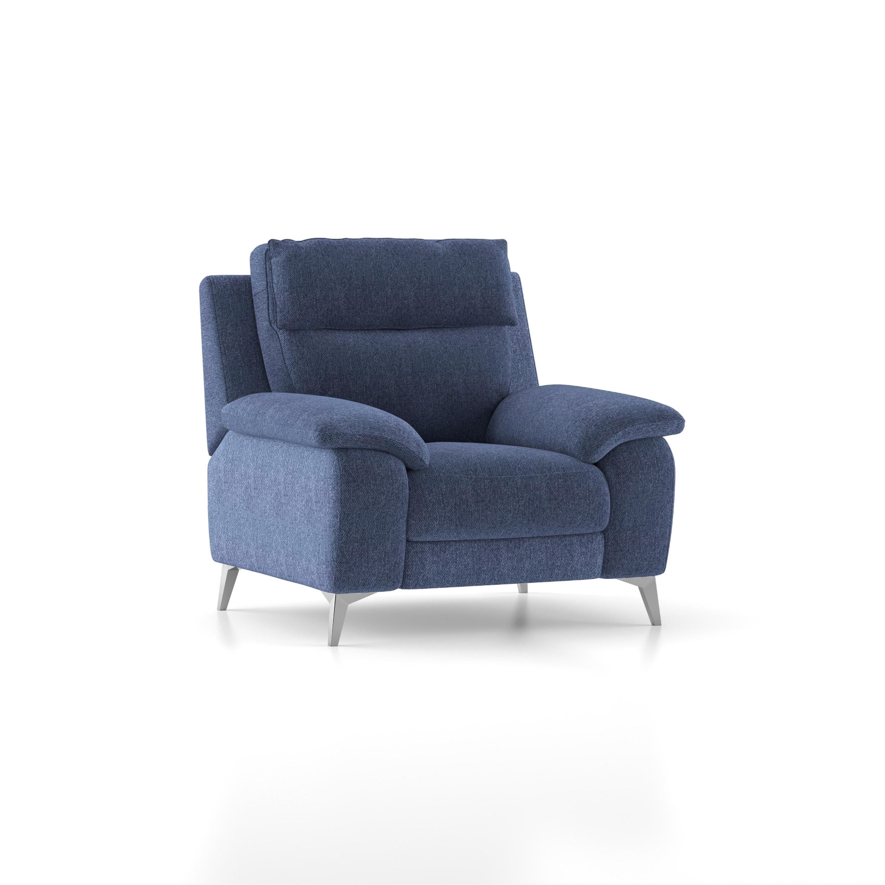 Emila 1 seater fabric sofa in Blue Colour