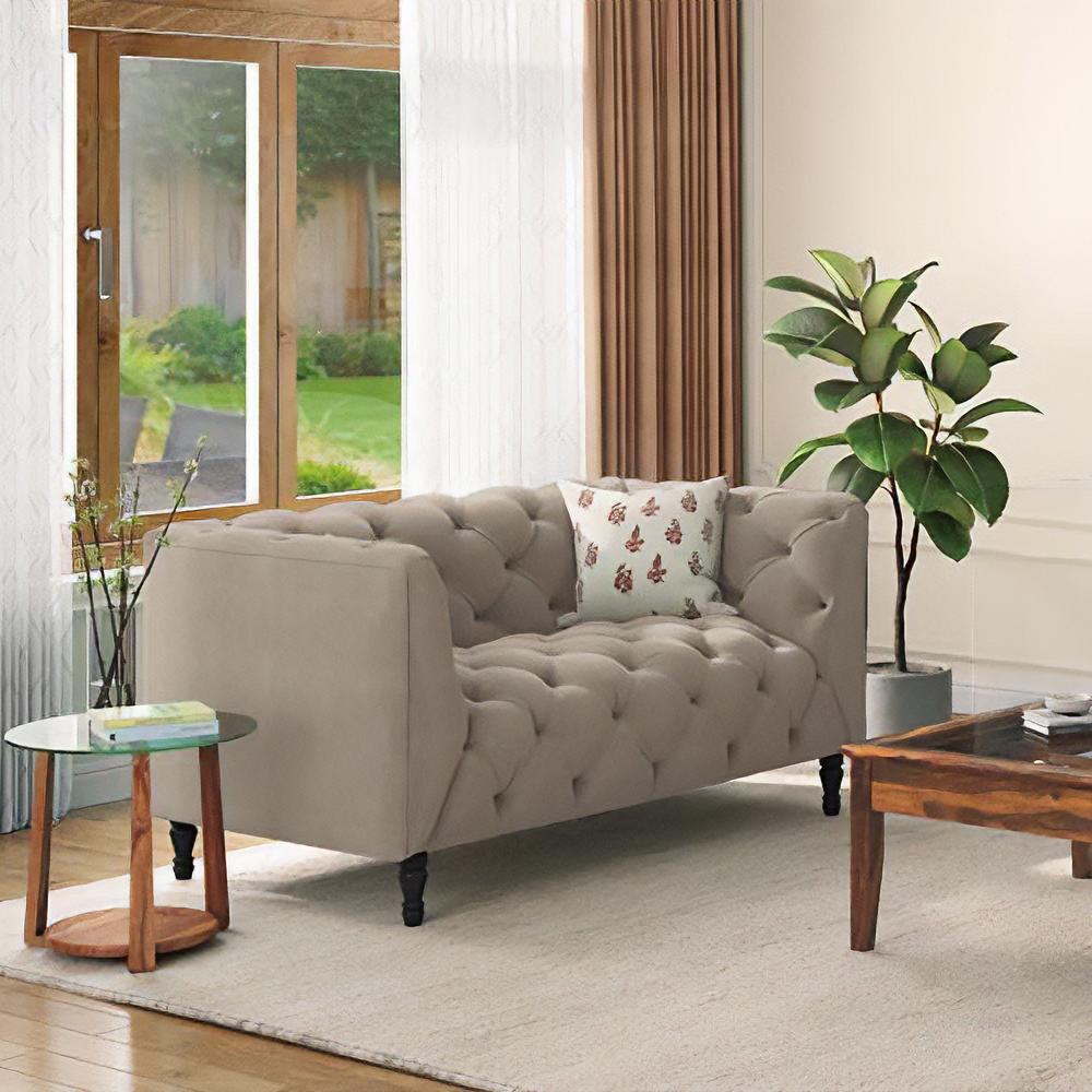 Henrietta 2 Seater Fabric Sofa (Cloudy Beige Velvet)