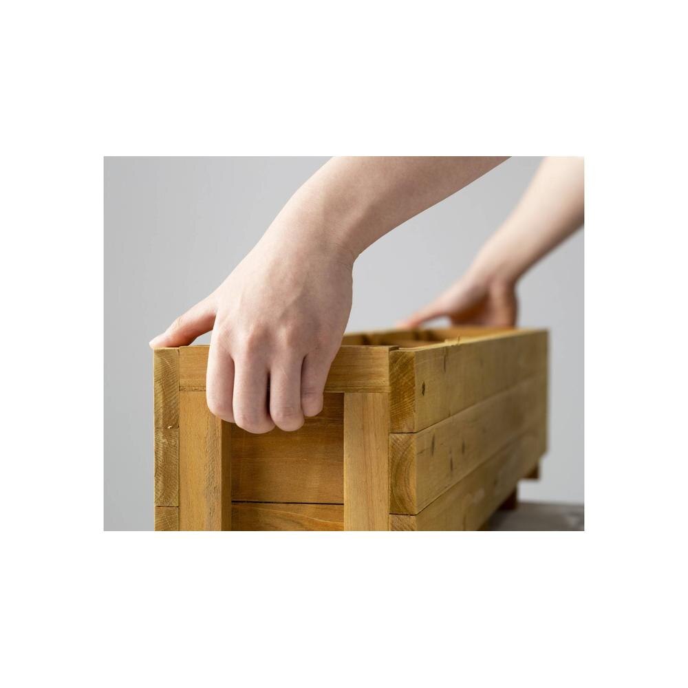 Wooden Slim Herb Planter with Divider Natural 90 cm