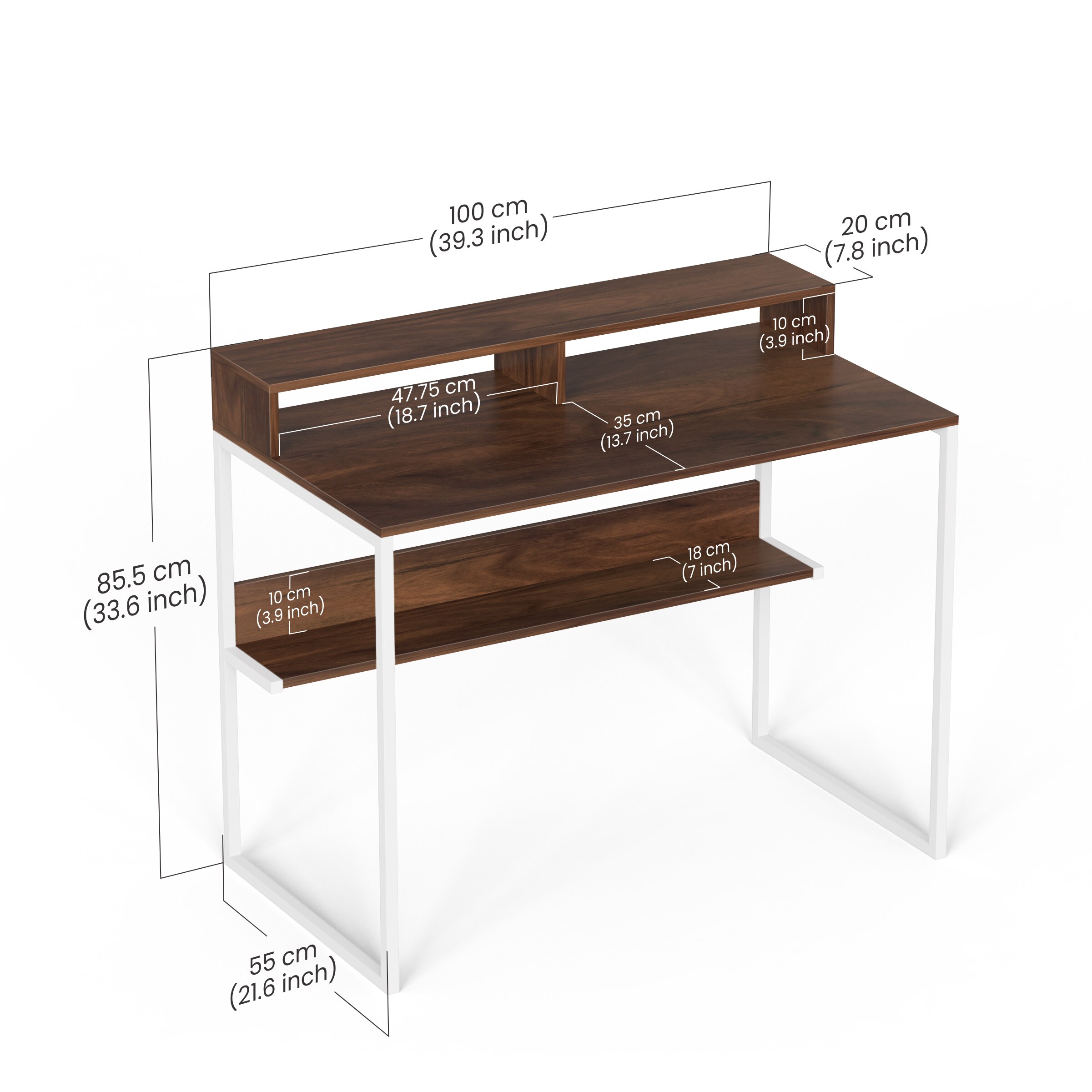 Corbyn Plus Engineered Wood Study Table In Brown Maple & White Finish